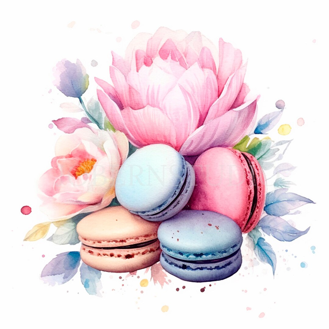 Macarons Flower Clipart,bundle 24 High Quality Png,watercolor Sweet ...