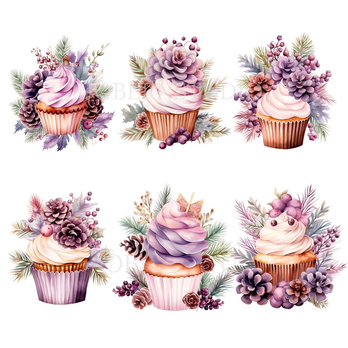 Christmas Cupcake Clipartbundle 15 High Quality - Etsy