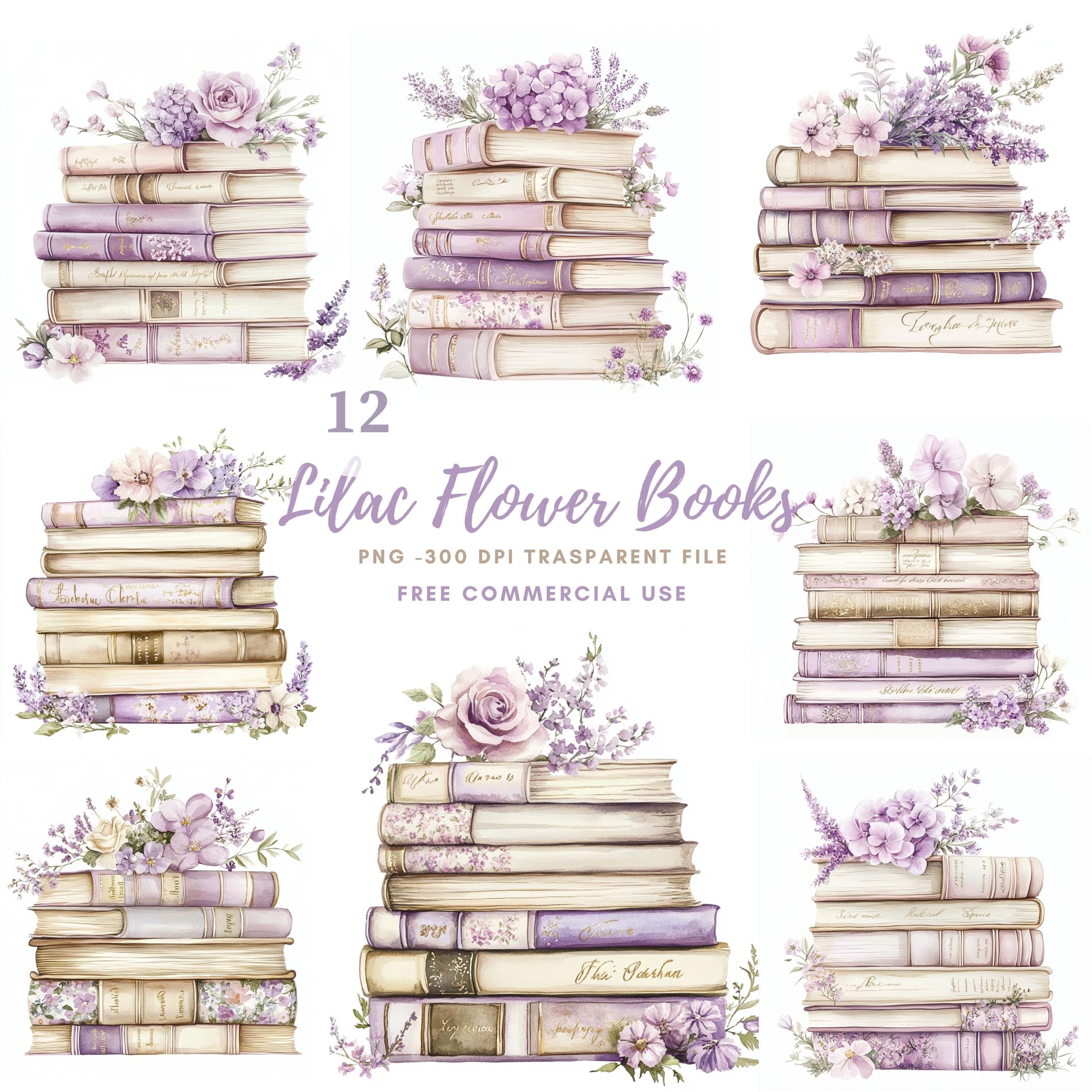 Floral Book Clipart Bundle 12 High Quality Png|watercolor Lilac Stock ...