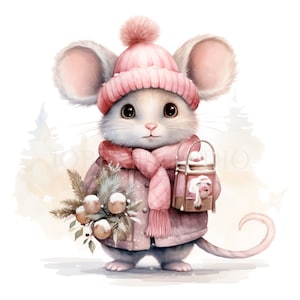 Winter Mouse Clipart Png,bundle 15 High Quality Jpg,digital Download ...