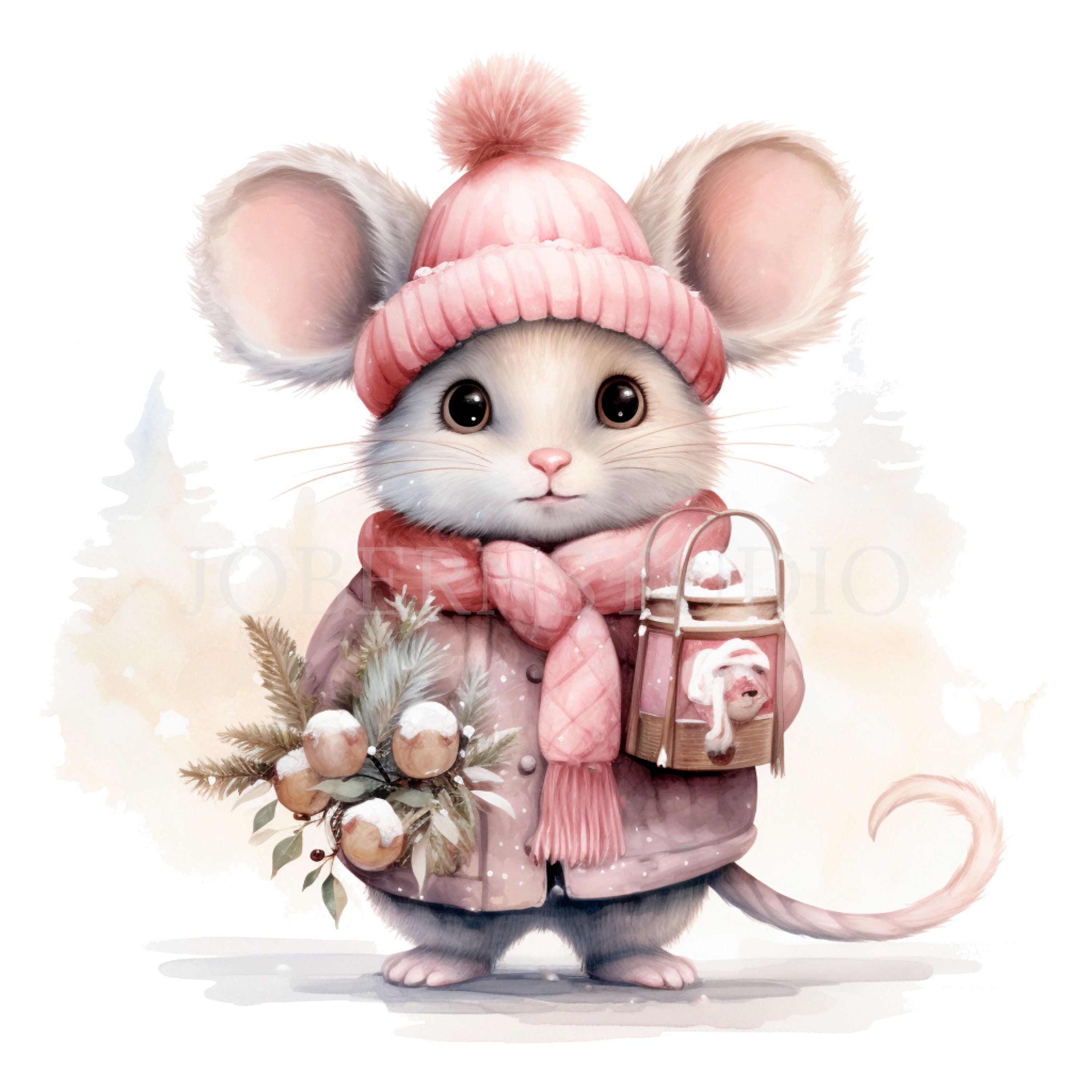 Christmas Mouse Clipart Png,bundle 15 High Quality Jpg,digital Download ...