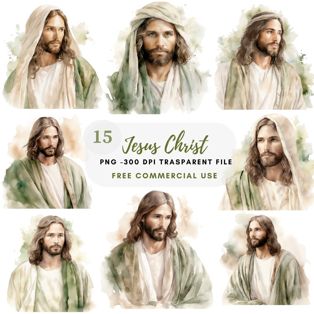 Jesus Christ Clipart Bundle 15 High Quality PNG, Watercolor Jesus ...