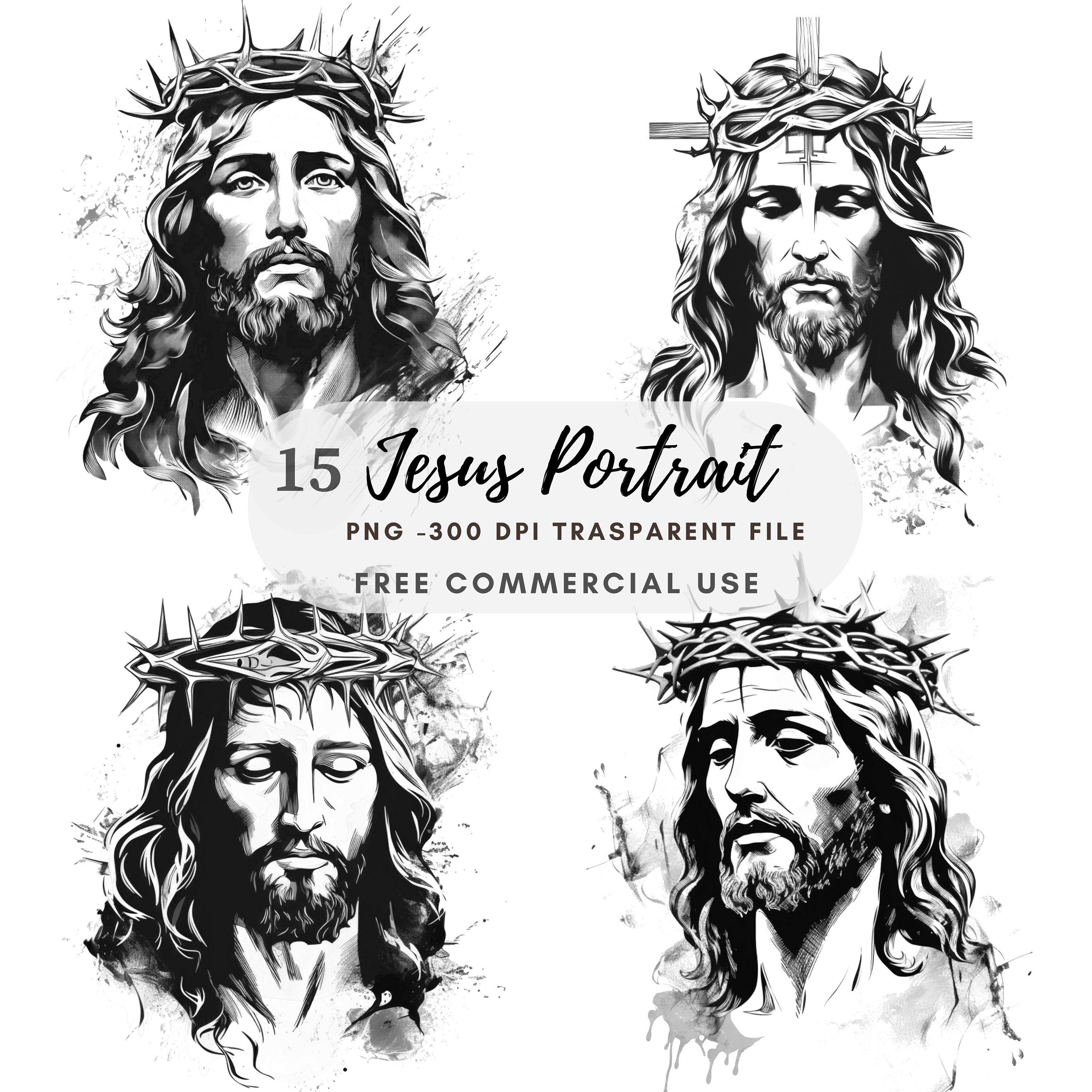 Jesus Christ Clipart,bundle 15 High Quality Png,vector Jesus Tattoo ...