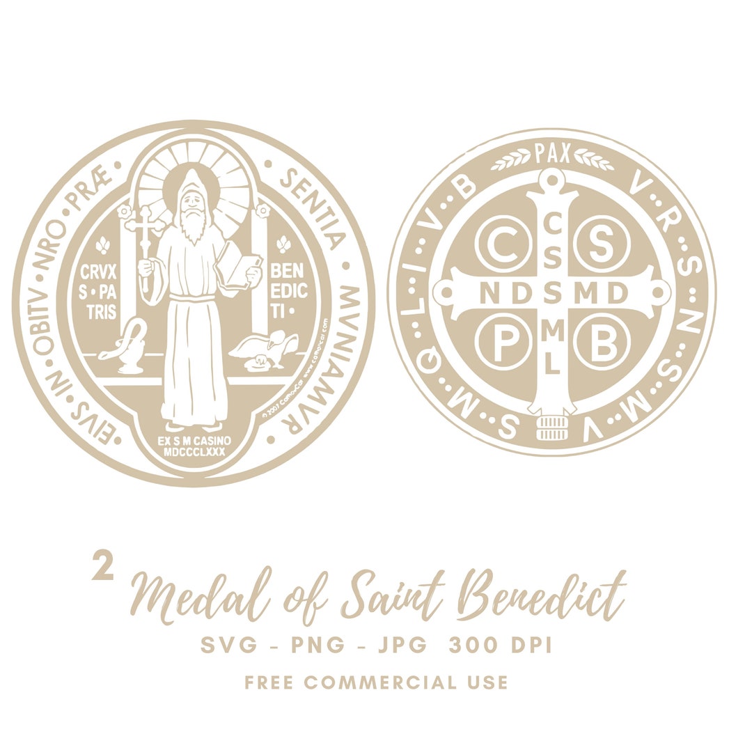 Saint Benedict Medal SVG, Beige Medal of Saint Benedict Clipart,digital ...