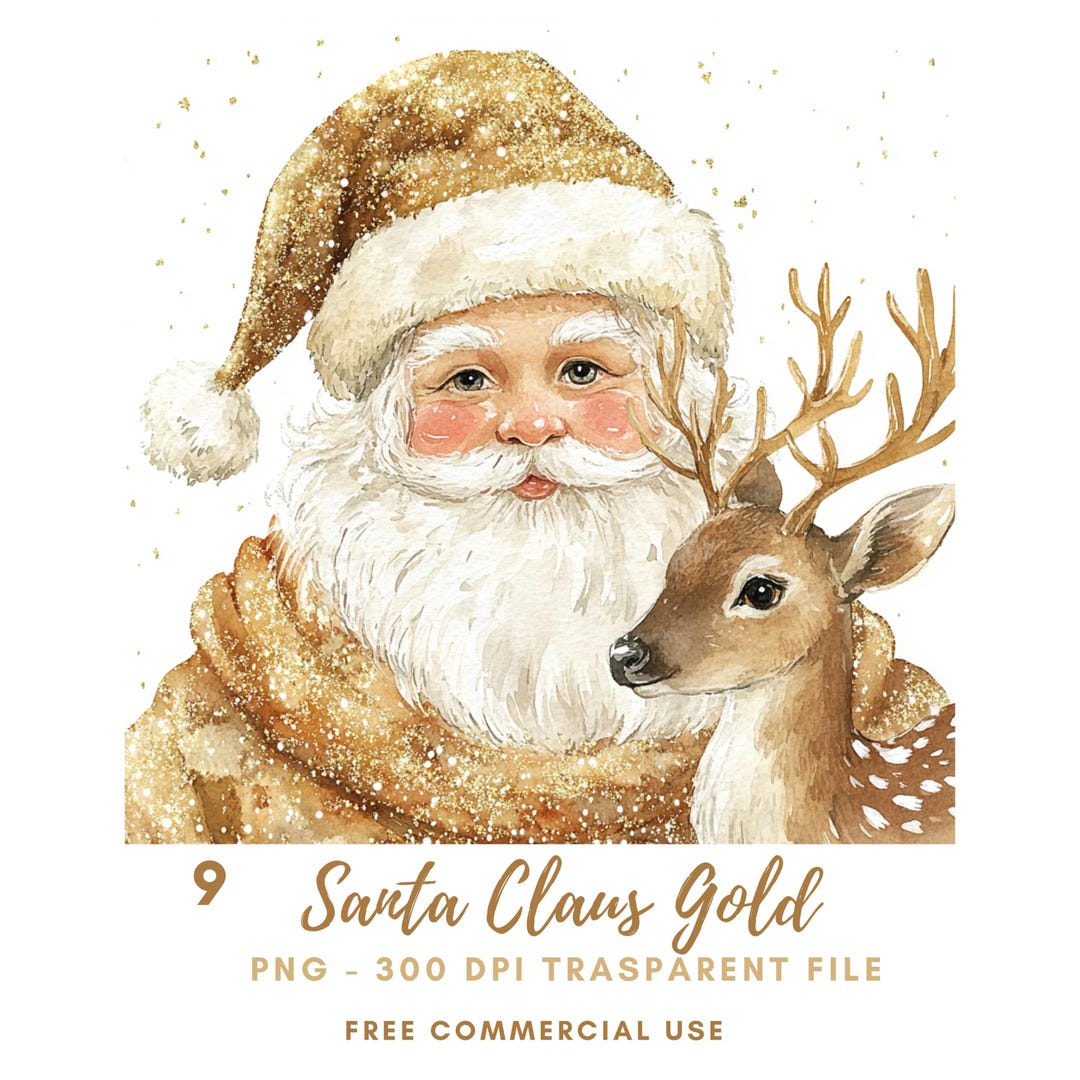 Christmas Santa Claus Clipart, Bundle 9 High Quality Png,watercolor ...
