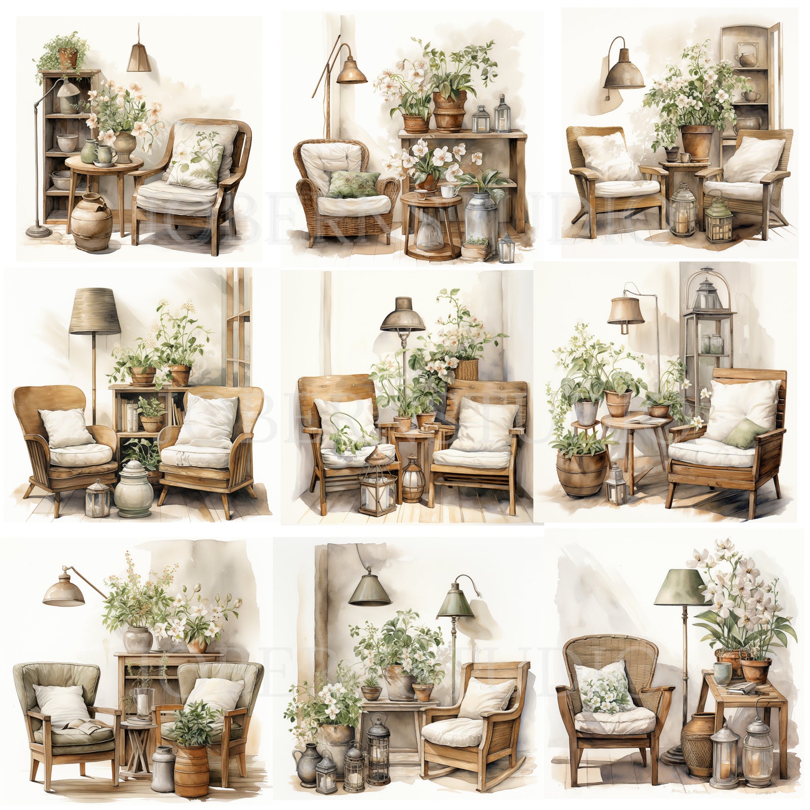 Living Room Clipart Bundle 15 High Quality Png,cottage Home Decor ...