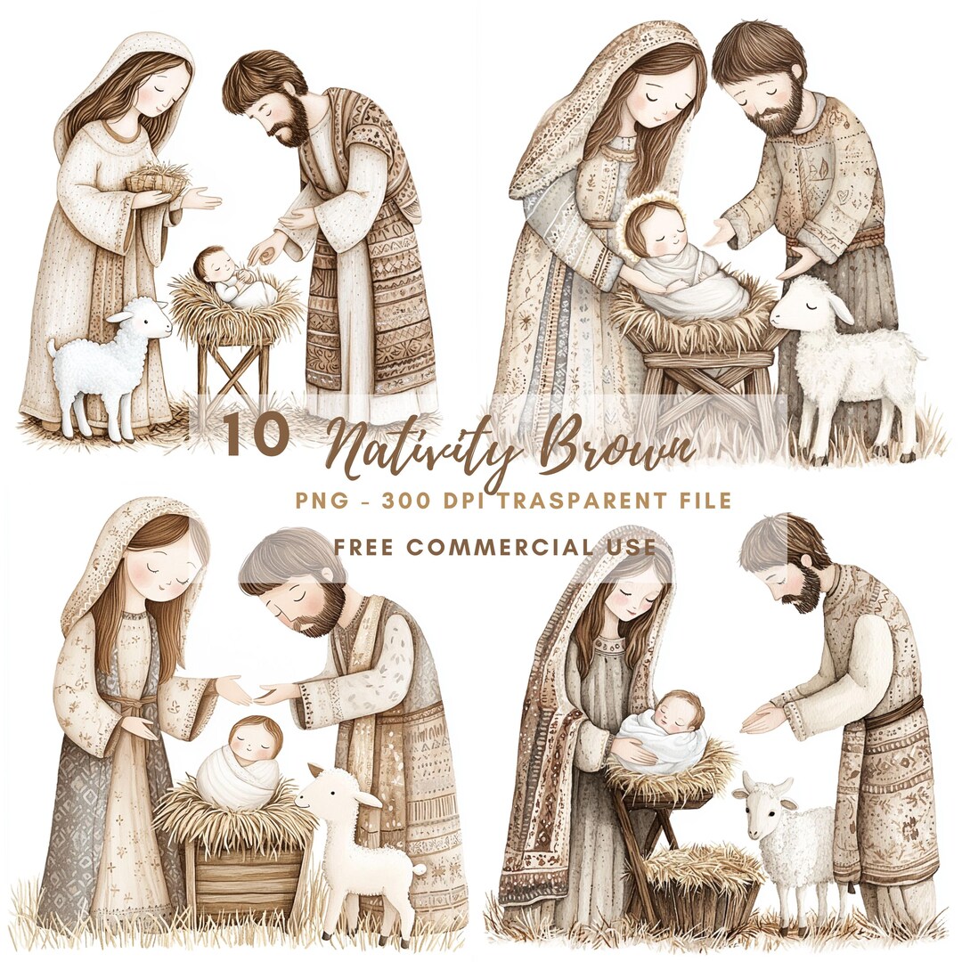 Nativity Clipart Bundle 10 High Quality Png,watercolor Nativity Sacred ...