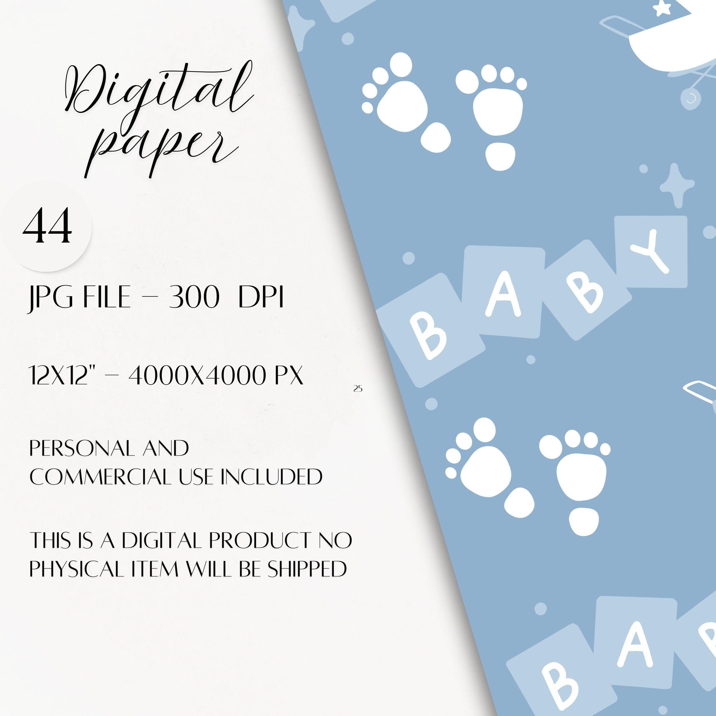 Blue Cute Baby Digital Paper Pack- 44 Nursery Scrapbook Junk Journal ...