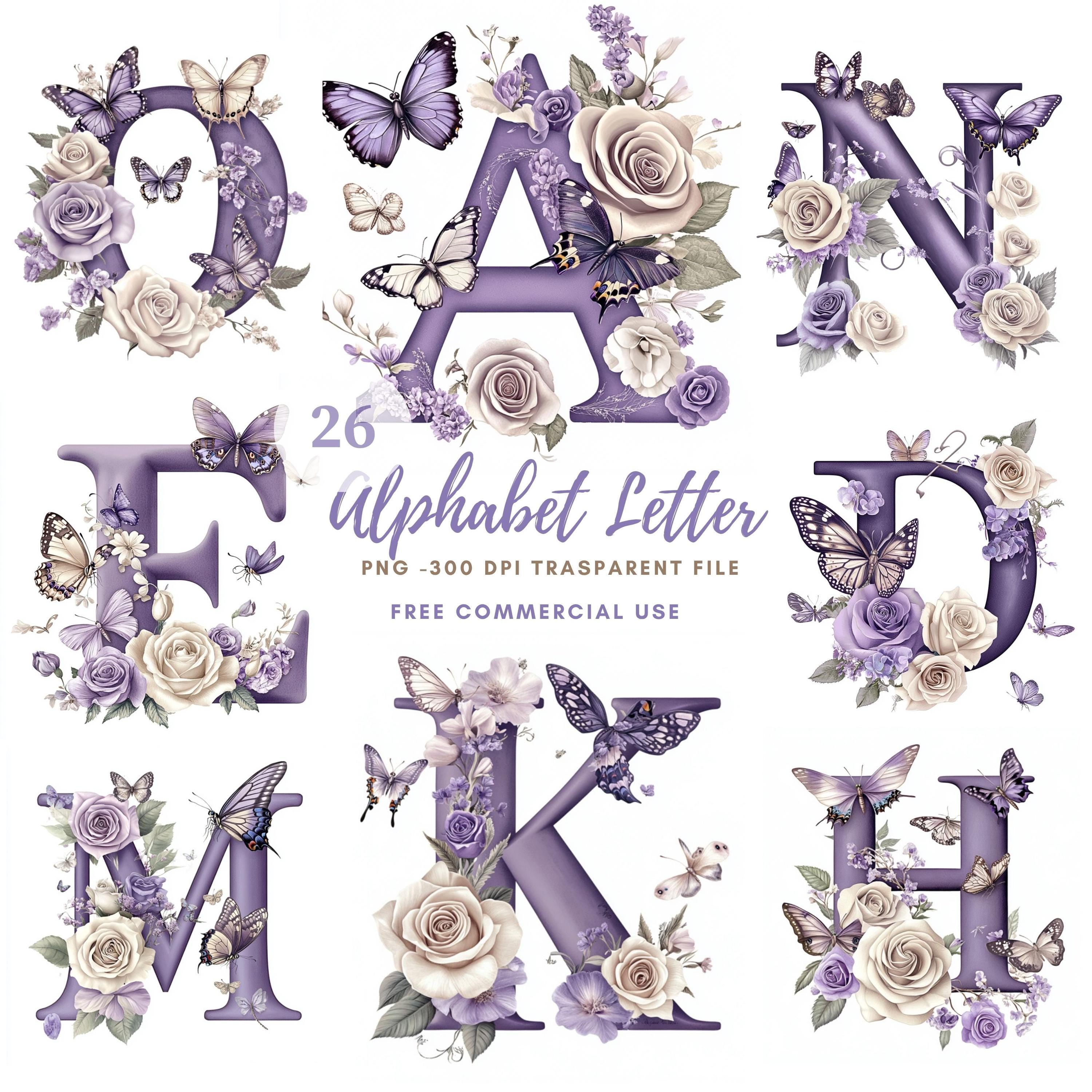 Floral Alphabet Letter A-Z Clipart Bundle 26 High Quality Png ...