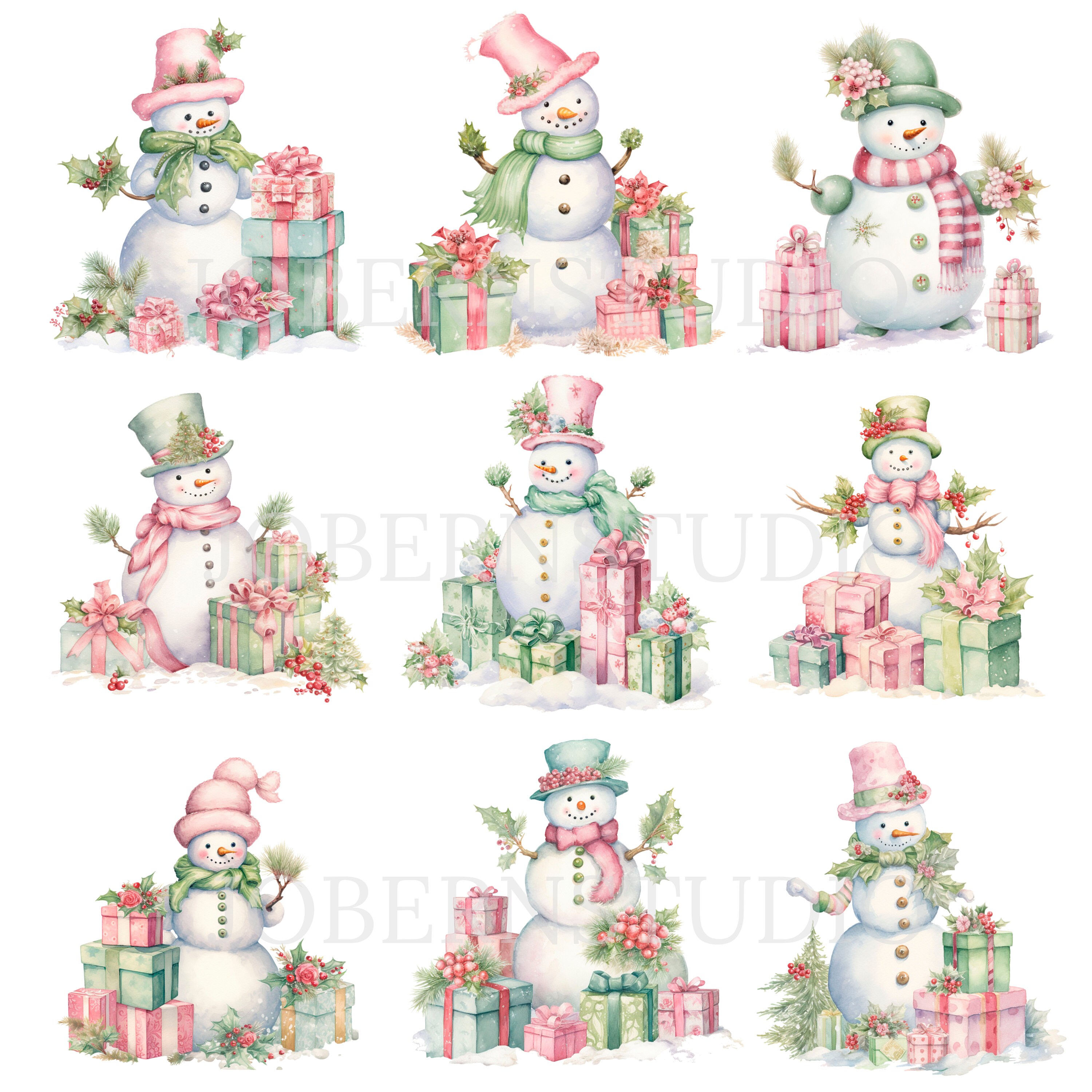 Christmas Snowman Clipart Png,bundle 15 High Quality Jpg,digital ...