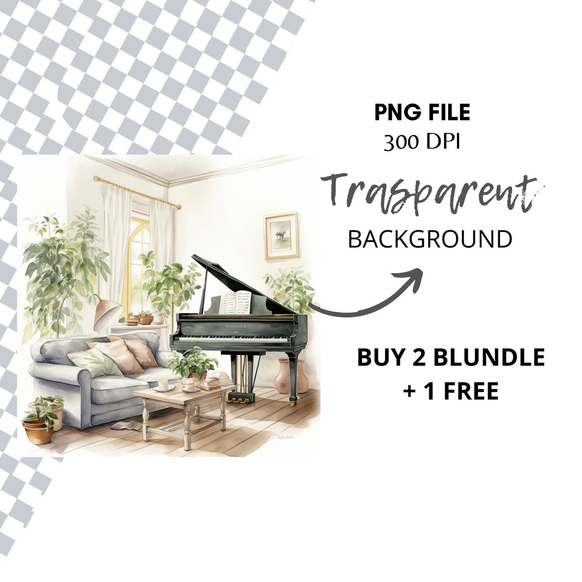 Living Room Clipart Bundle 15 High Quality Png,watercolor Home Decor ...