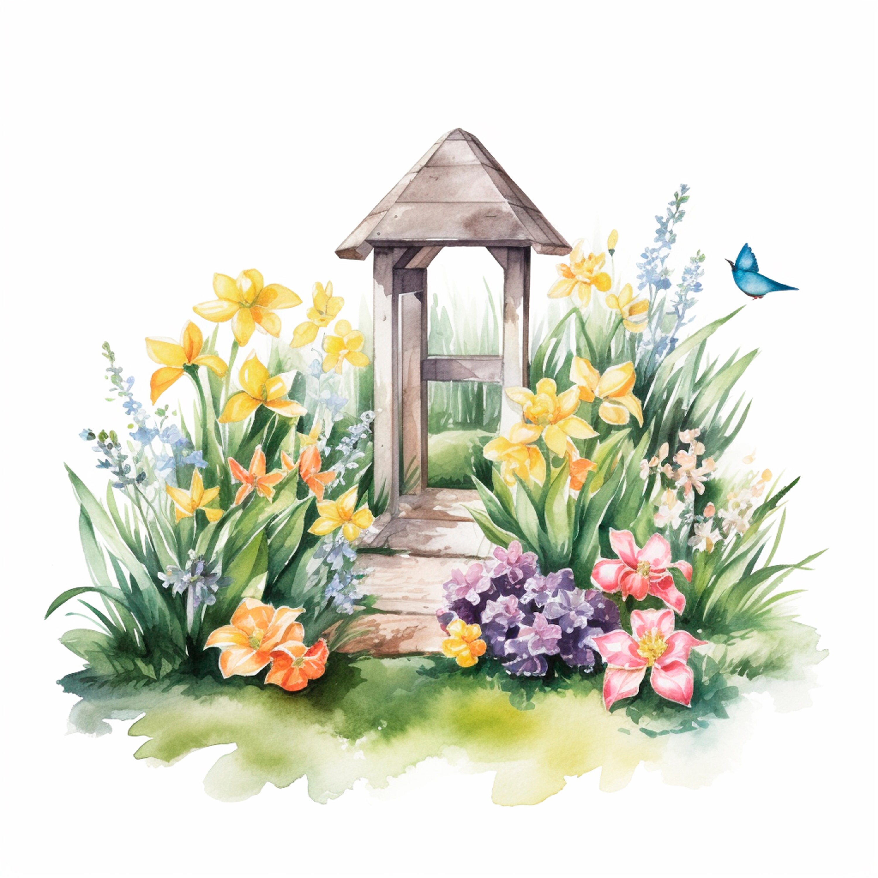 Spring Garden Clipart Png,bundle 15 High Quality,watercolor Garden ...