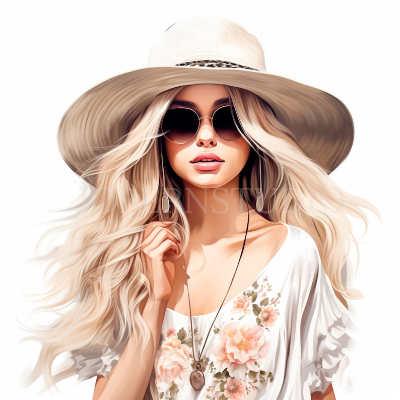 Boho Woman Clipart PNG Bundle 10 High Quality,watercolor Fashion Girl ...
