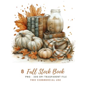 Fall Stock Book Clipart Bundle 8 High Quality Png,watercolor Autumn ...