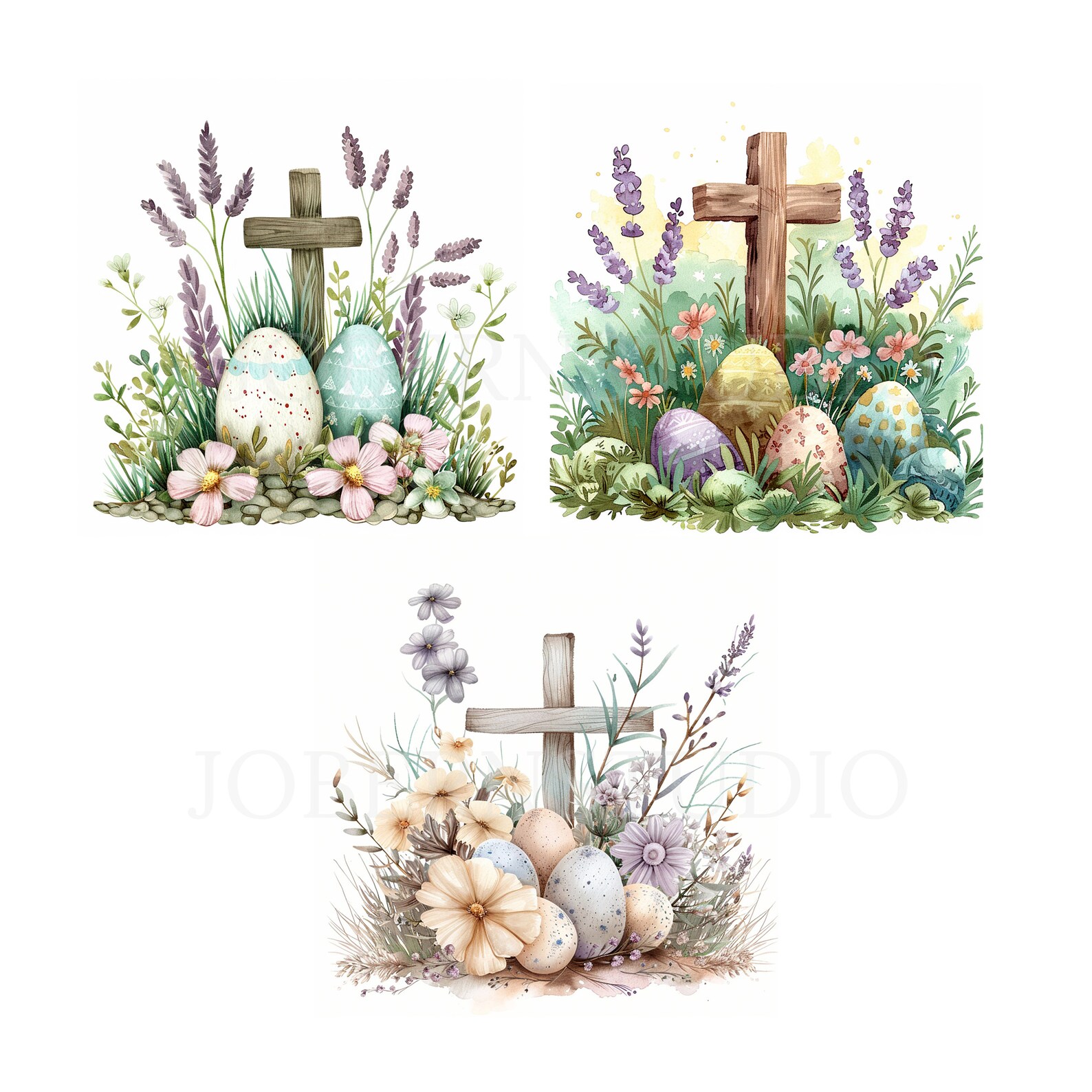 Easter Cross Clipart PNG Bundle 12 High Quality,easter Cross Egg ...