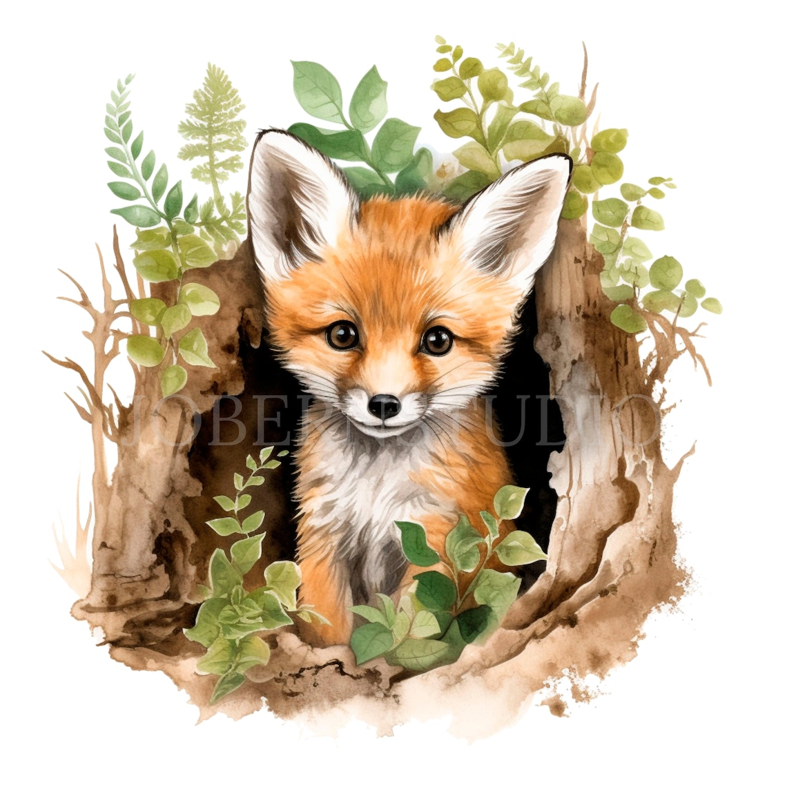 Baby Fox in Den Clipart Png,bundle 15 High Quality Jpg,digital Download ...
