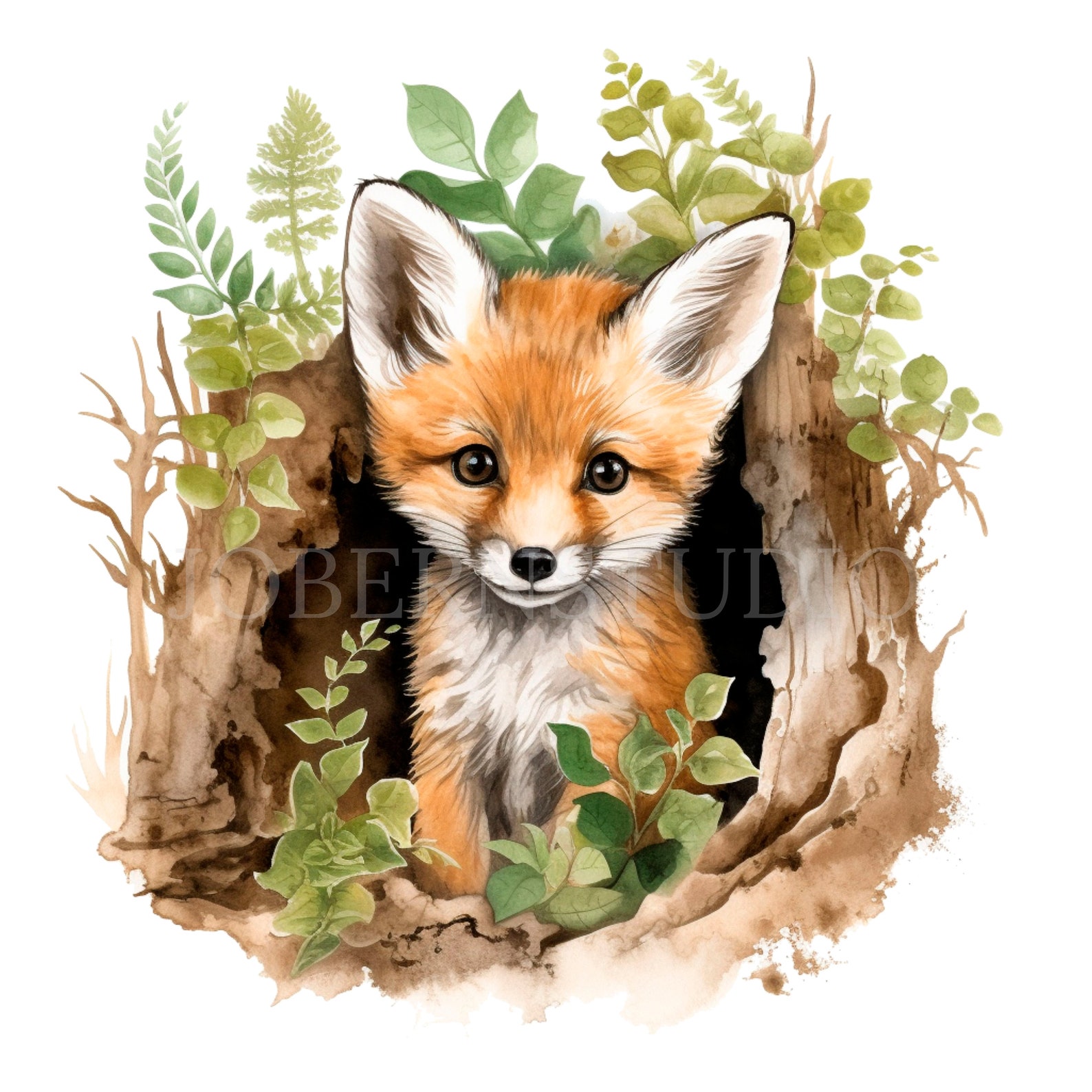 Baby Fox in Den Clipart Png,bundle 15 High Quality Jpg,digital Download ...