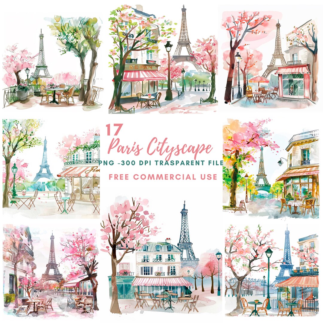 Paris Cityscape Clipart Png,bundle 17 High Quality,watercolor City ...