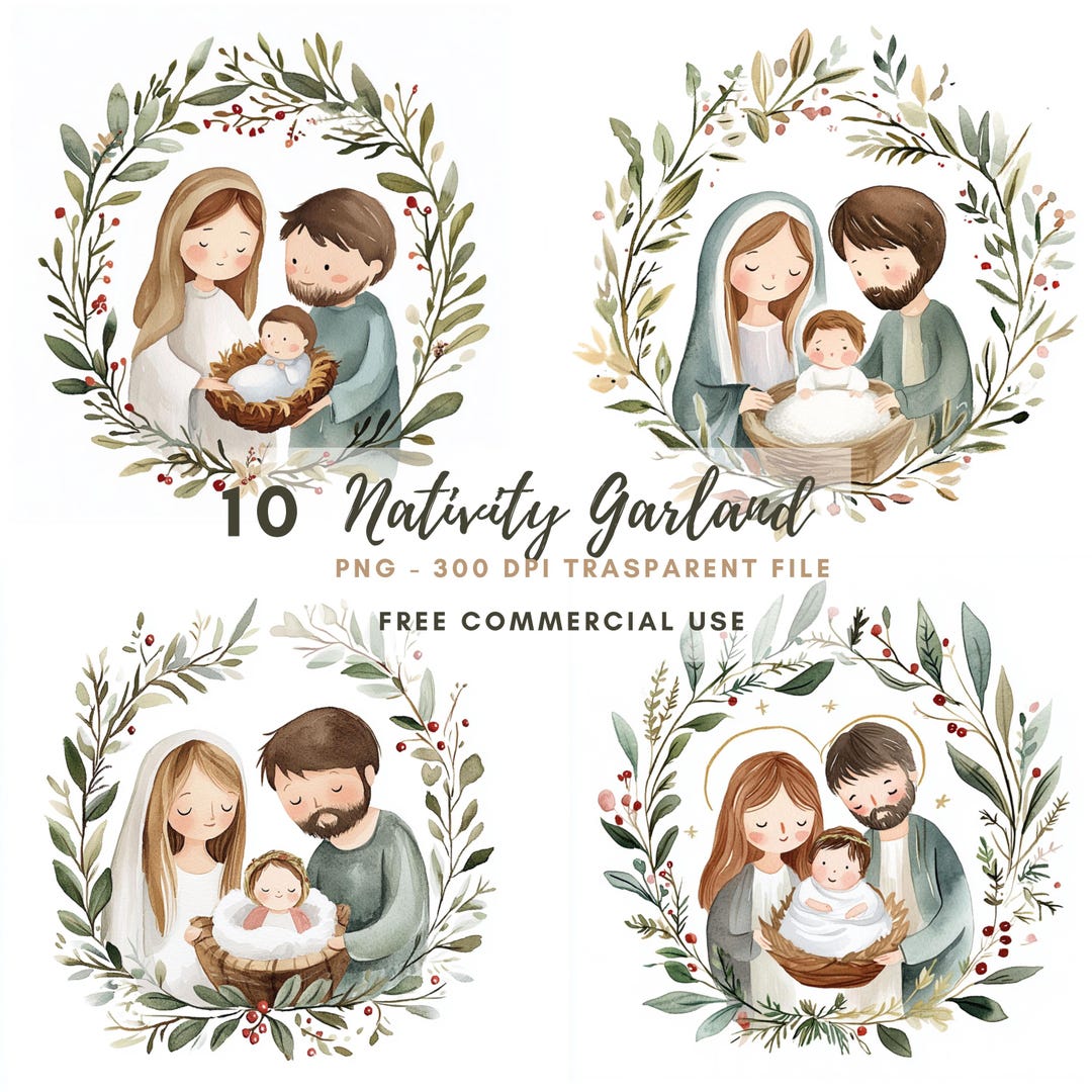 Nativity Clipart Bundle 10 High Quality Png,watercolor Nativity Sacred ...