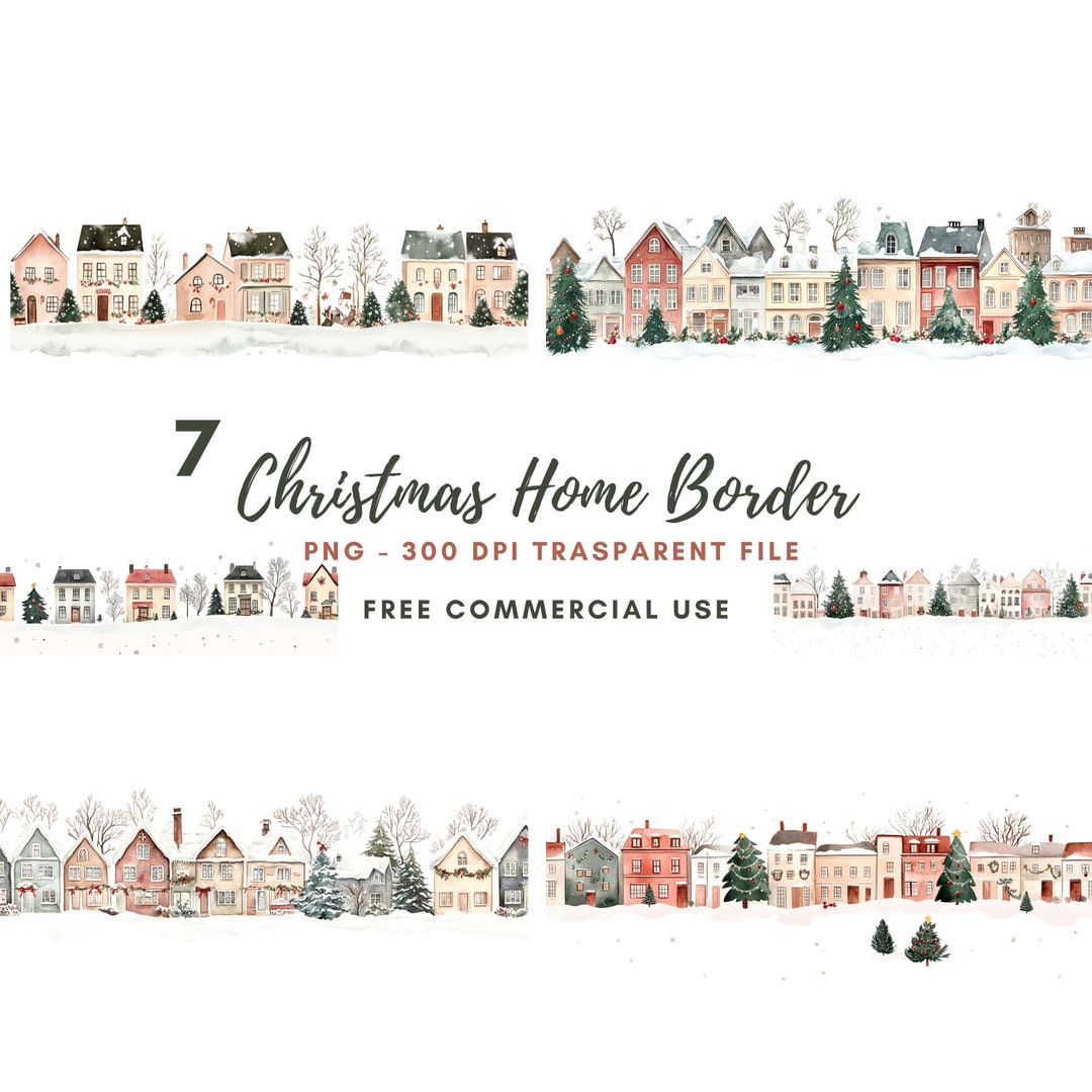 Winter House Border Clipart Png,bundle 7 High Quality Png,watercolor ...