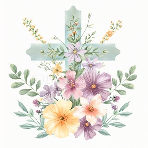 Flower Cross Clipart Bundle 15 High Quality Png,cross Watercolor ...