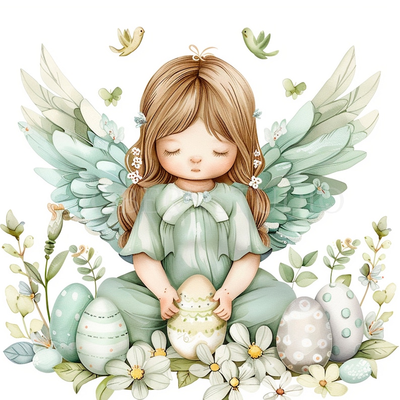 Easter Angel Clipart PNG Bundle 14 High Quality,easter Egg Watercolor ...