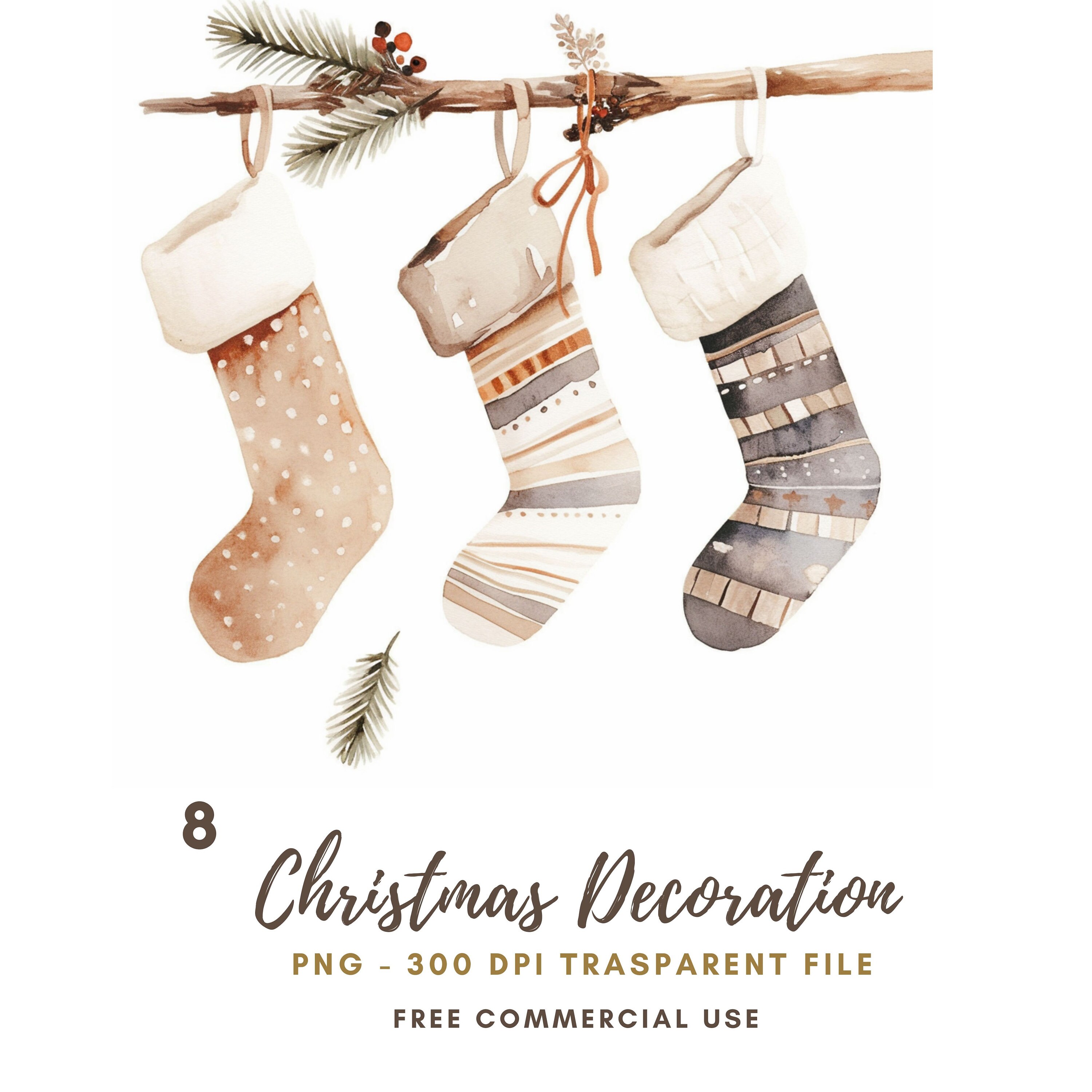 Christmas Ornament Clipart PNG Bundle 8, Watercolor Christmas ...