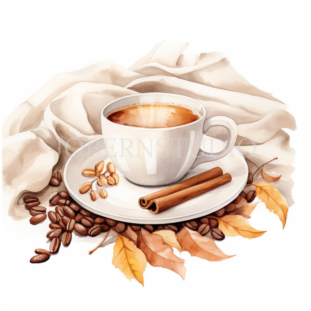 Cozy Winter Coffee Clipart Png,bundle 15 High Quality Jpg,watercolor ...