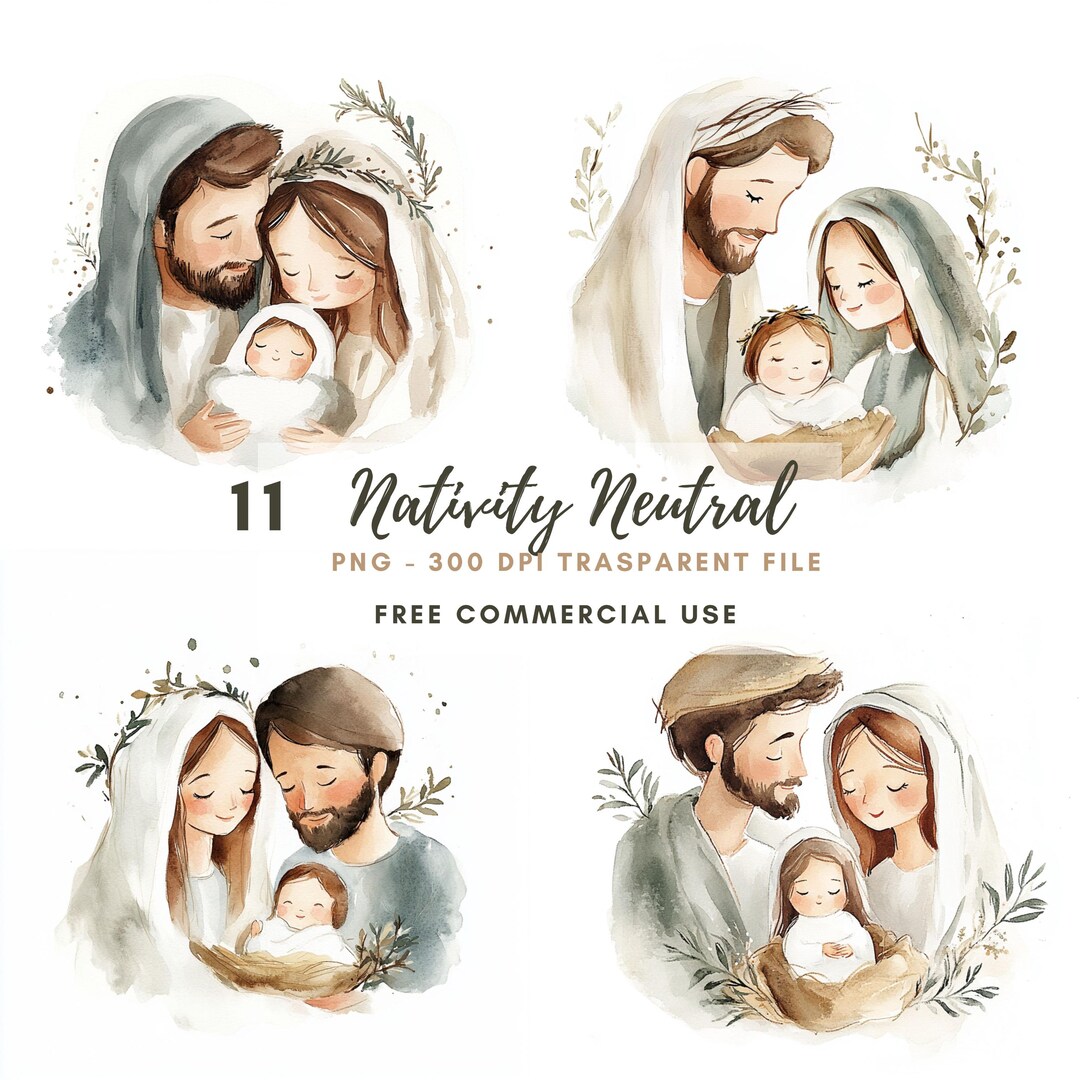 Nativity Clipart Bundle 11 High Quality Png,watercolor Nativity Sacred ...