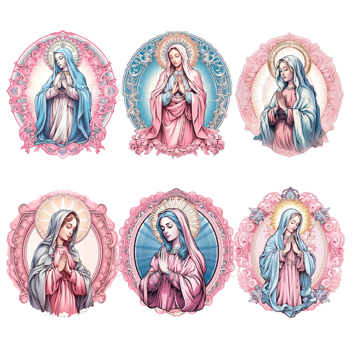 Pink Virgin Mary Clipart,bundle 15 High Quality Png,watercolor Clip Art ...