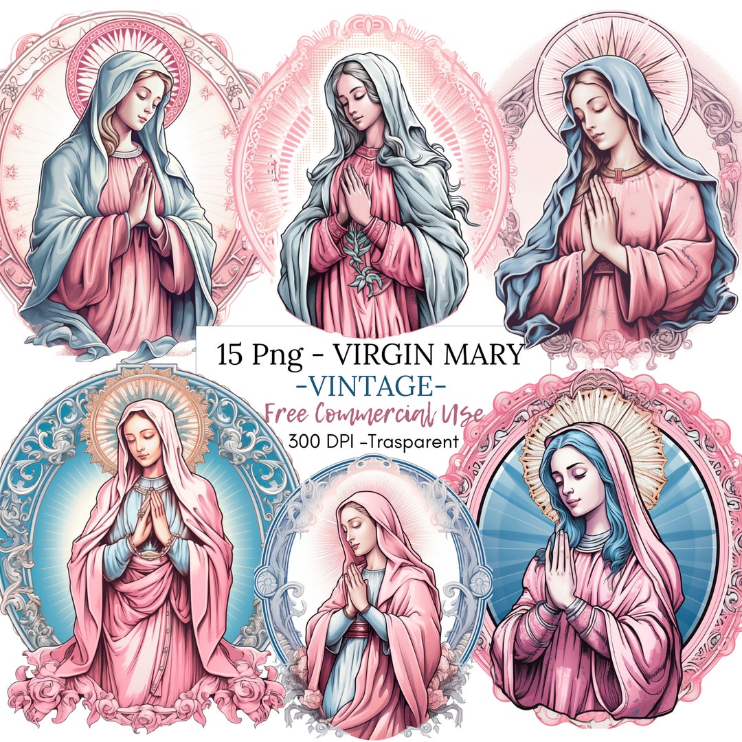 Pink Virgin Mary Clipart,bundle 15 High Quality Png,watercolor Clip Art ...