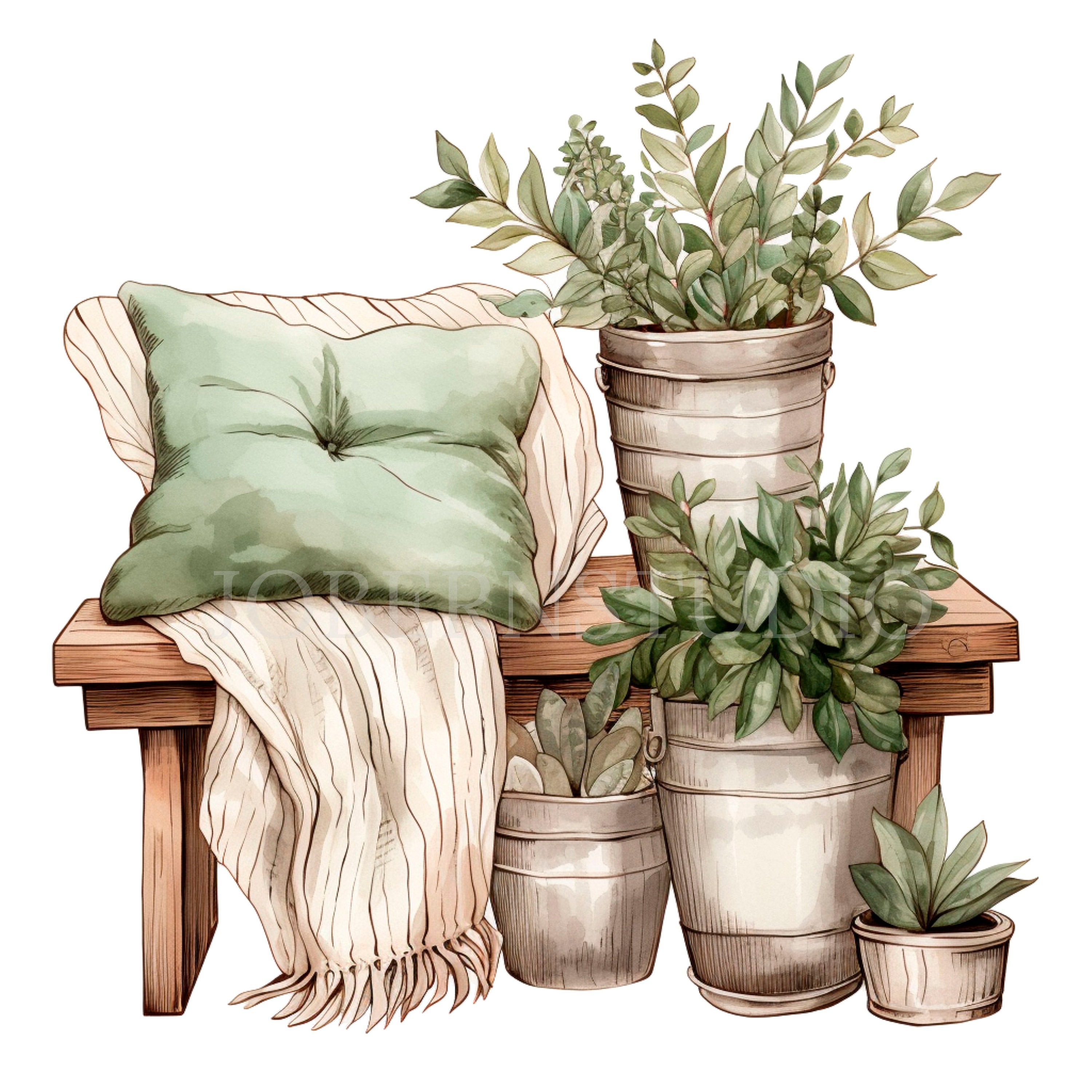 Home Decor Clipart Bundle 13 High Quality Png,watercolor Living Room ...