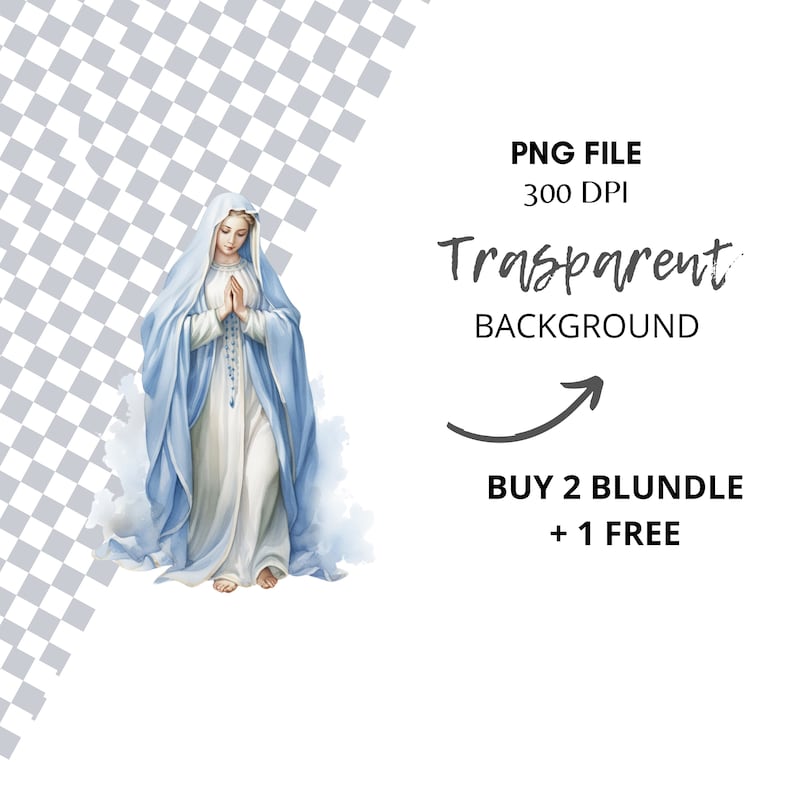 Virgin Mary Clipart,bundle 15 High Quality Png,watercolor Blue Our Lady ...