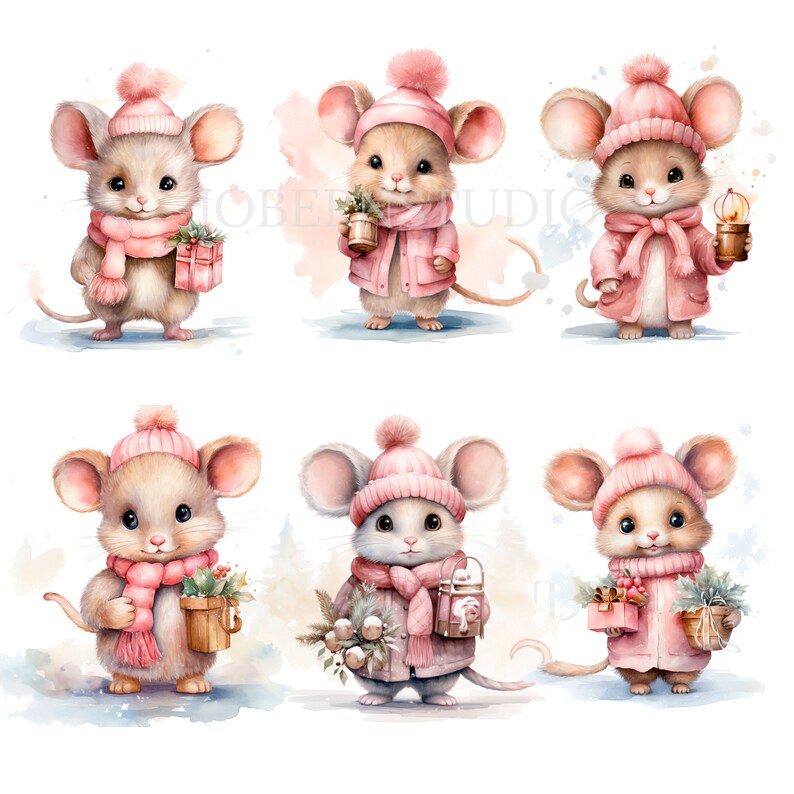 Christmas Mouse Clipart Png,bundle 15 High Quality Jpg,digital Download ...
