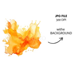 Watercolor Fall Color Splash Clipart,15 Watercolor Graphics Alcohol Ink ...