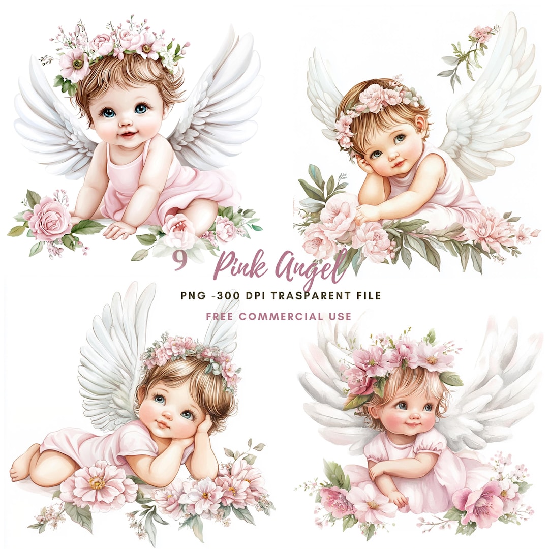 Guardian Angel Clipart PNG Bundle 9 High Quality Png,pink Watercolor ...