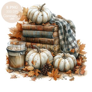 Fall Stock Book Clipart Bundle 8 High Quality Png,watercolor Autumn ...