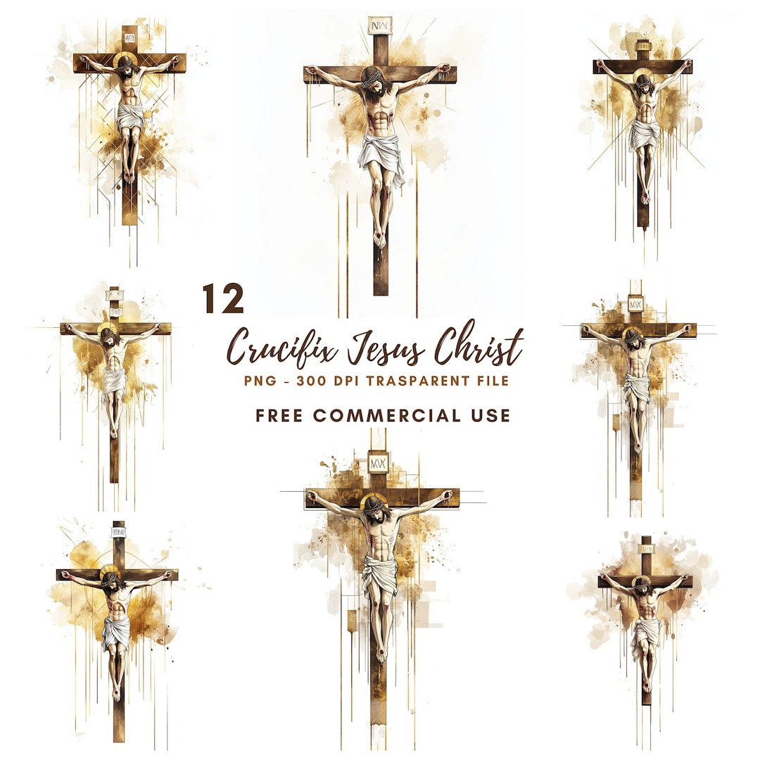 Crucifix Cross Clipart Bundle 12 High Quality Png,watercolor Beige ...
