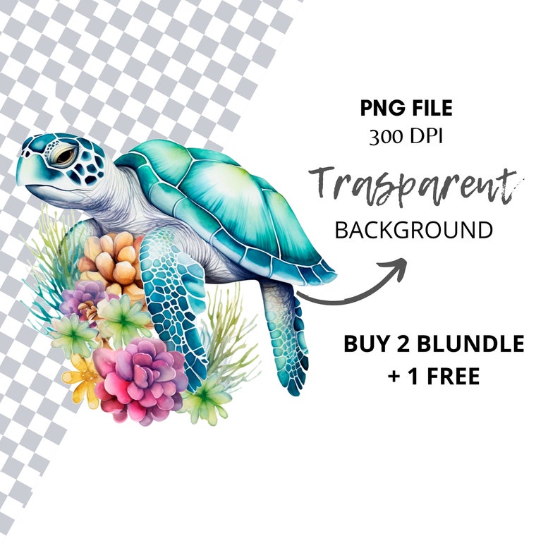 Sea Turtle Flower Clipart Pngbundle 15 High Quality - Etsy