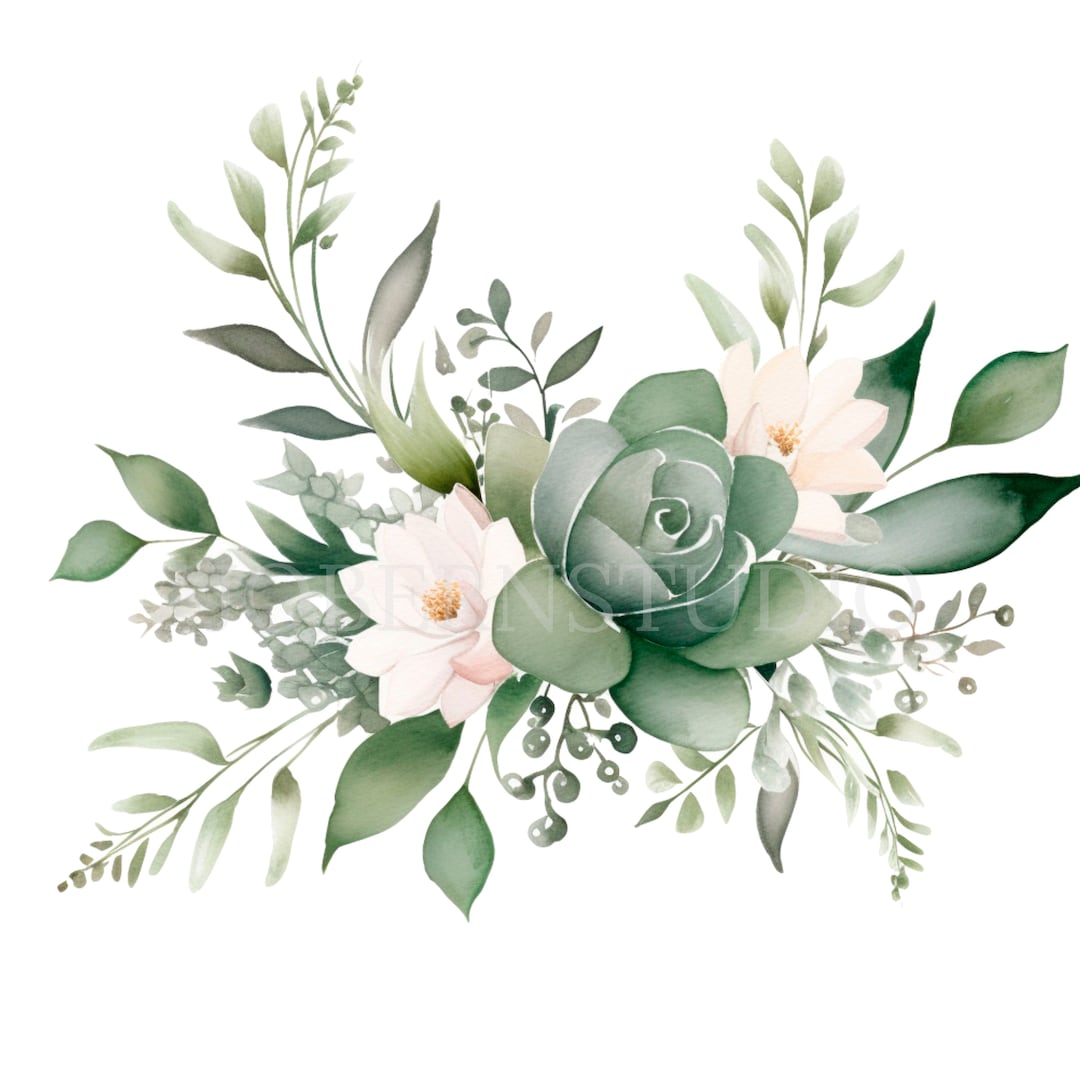 Garland Flower Clipart Bundle 15 High Quality Png,watercolor Floral ...