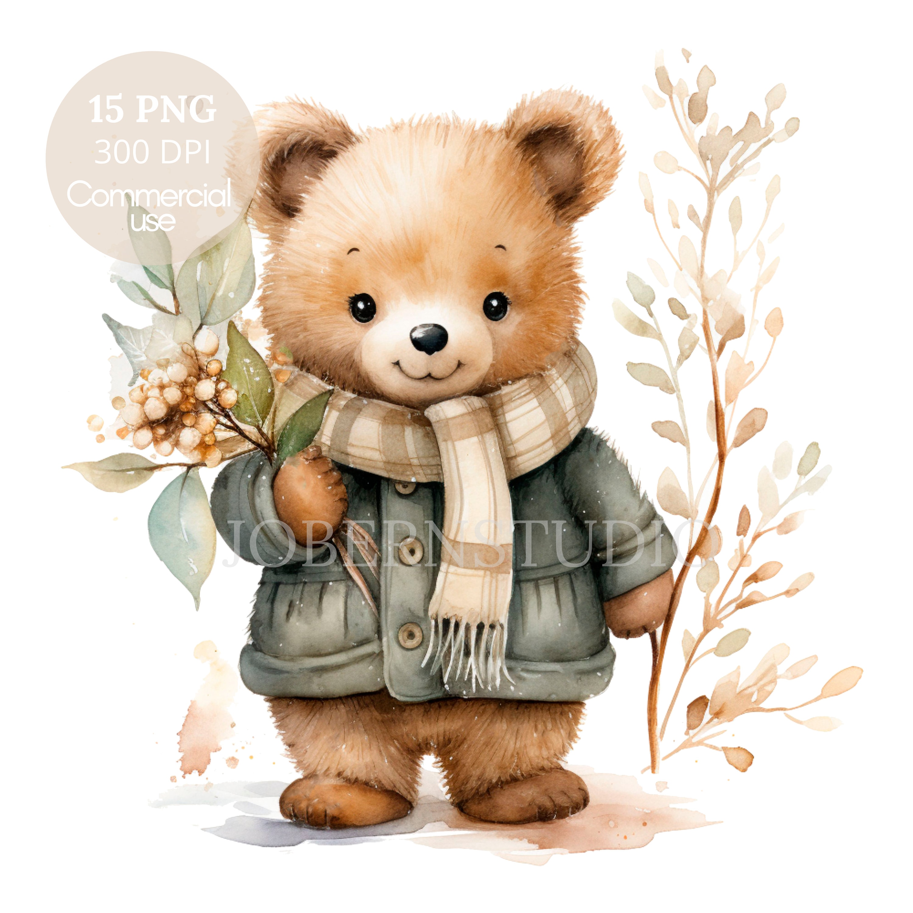 Winter Teddy Bear Clipartbundle 15 High Quality - Etsy