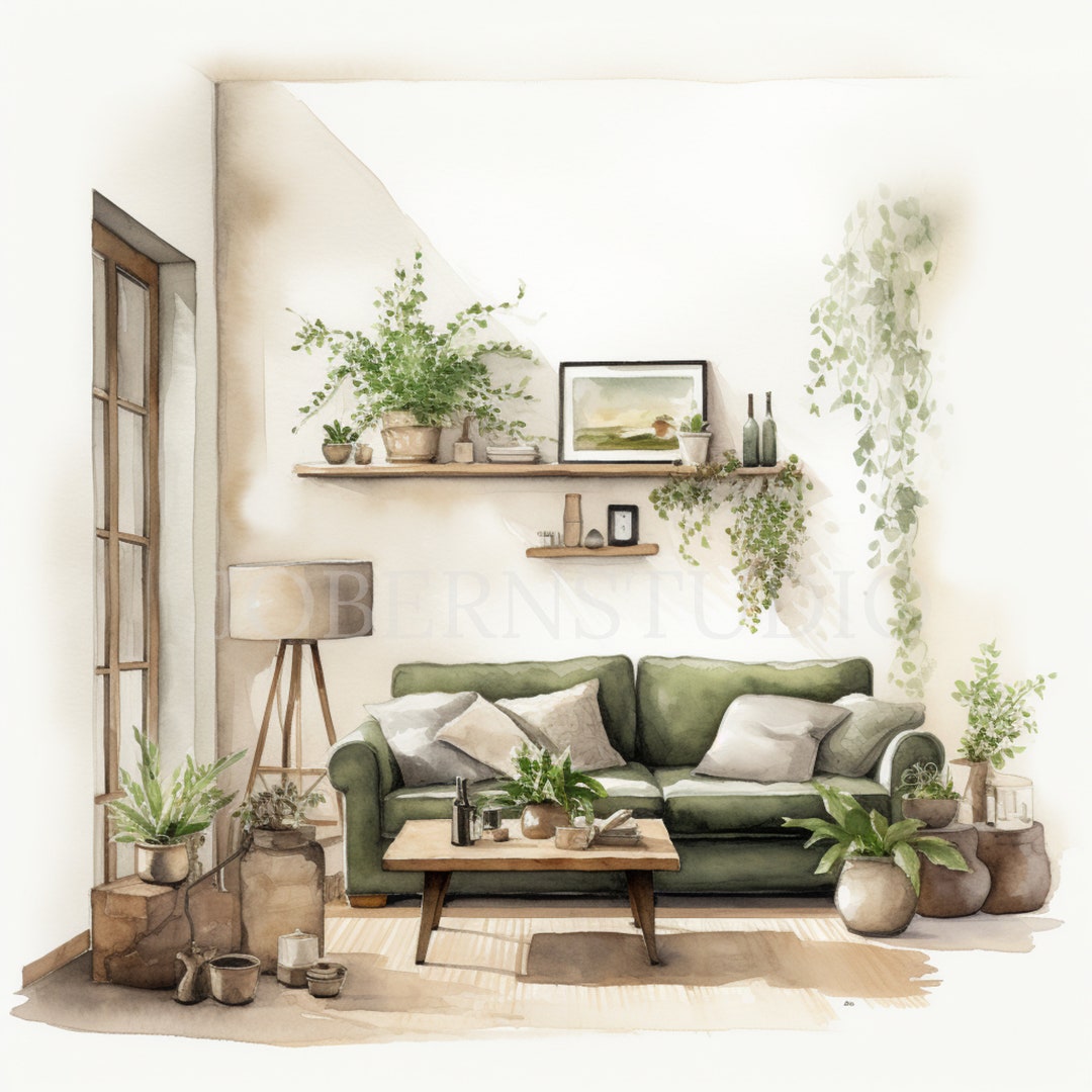 Living Room Clipart Bundle 17 High Quality Png,watercolor Home Decor ...