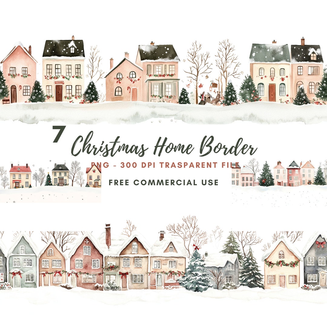 Winter House Border Clipart Png,bundle 7 High Quality Png,watercolor ...