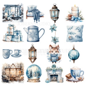 Cozy Winter Blue Clipart Png,bundle 25 High Quality Jpg,digital ...