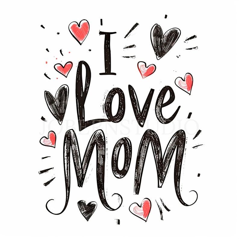 Mother's Day, I Love Mom Text, Clipart Bundle 15 High Quality PNG ...