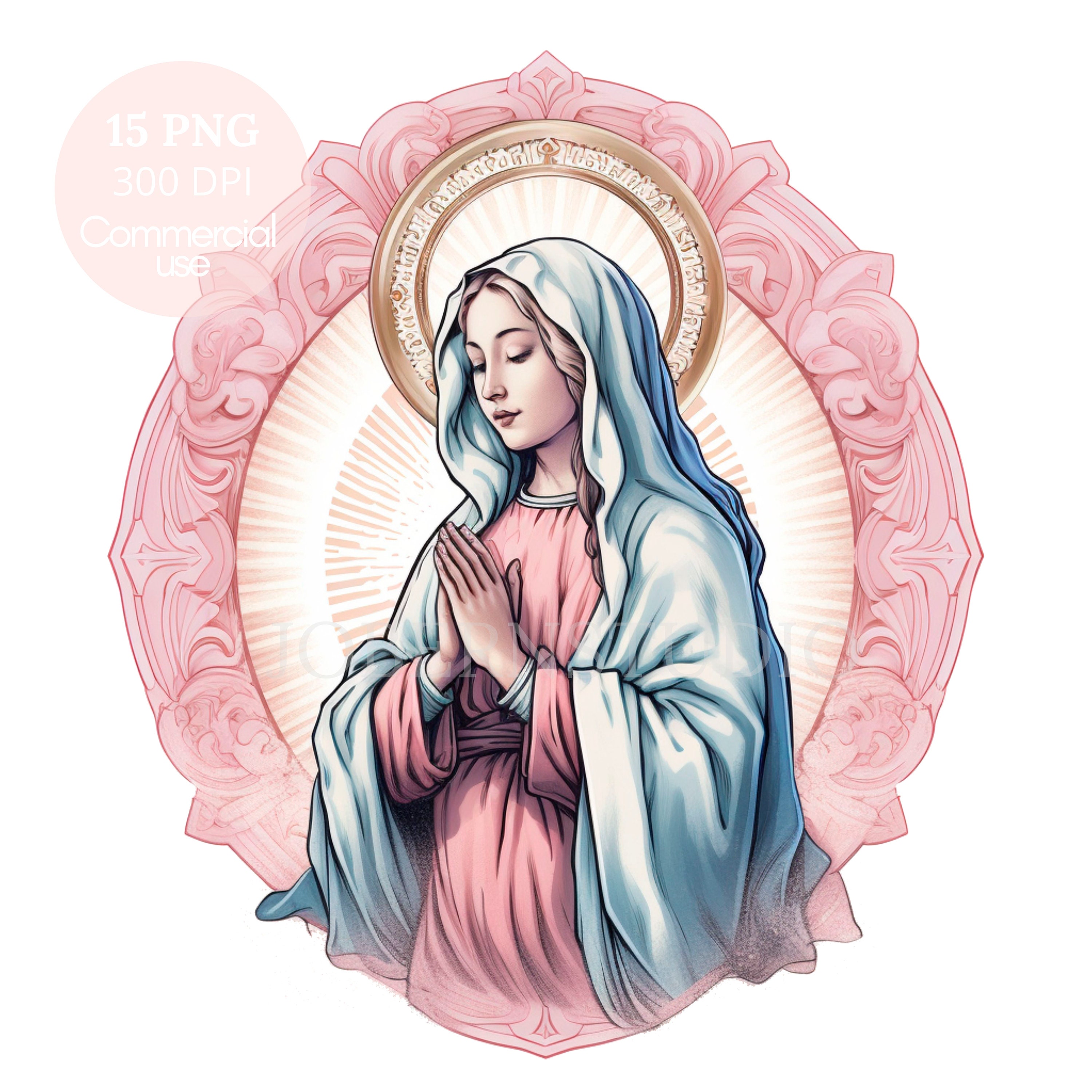 Pink Virgin Mary Clipart,bundle 15 High Quality Png,watercolor Clip Art ...