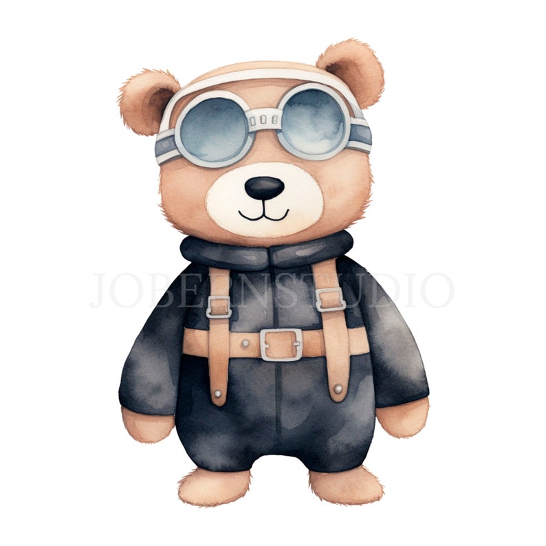 Teddy Bear Aviator Clipart PNG Bundle 15 High Quality Jpg,digital ...