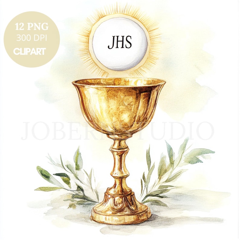 First Communion Clipart ,bundle 12 PNG ,watercolor Jesus Eucharist and ...