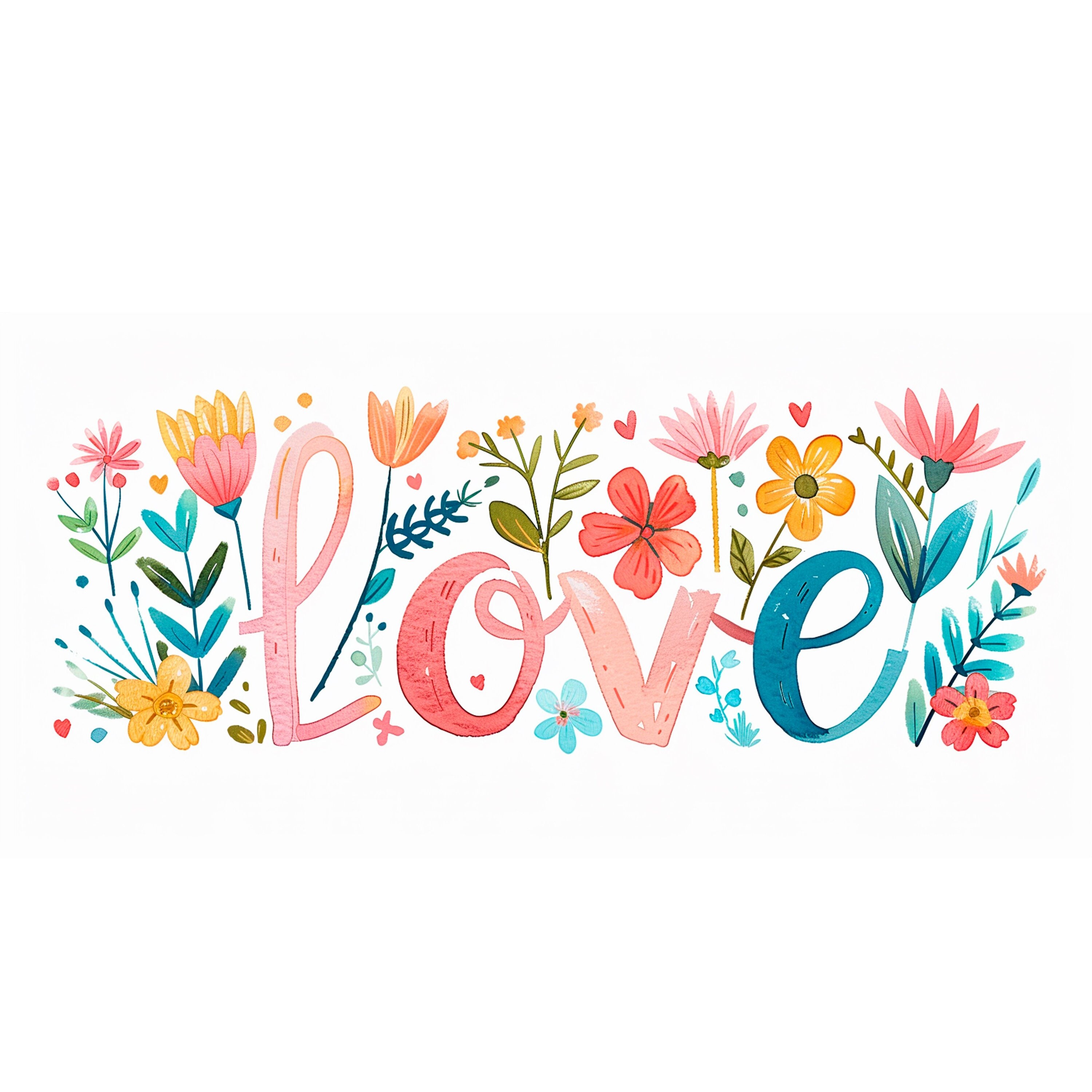 Love Flower Border Clipart Bundle 12 High Quality Png,watercolor Floral ...