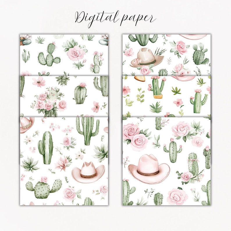 Cowgirl Digital Paper Pack -11 Desert Pages Scrapbook Junk Journal ...